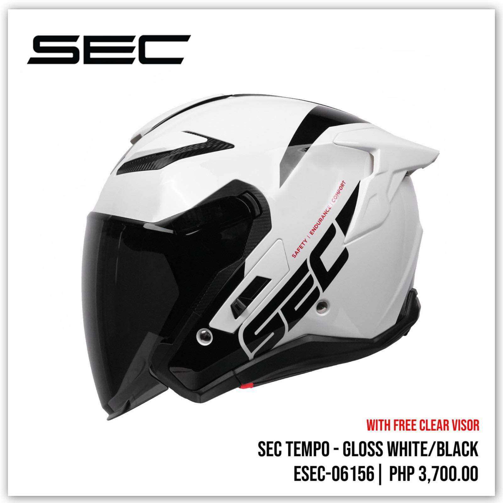 sec half face dual visor helmet tempo with FREE CLEAR VISOR | Lazada PH