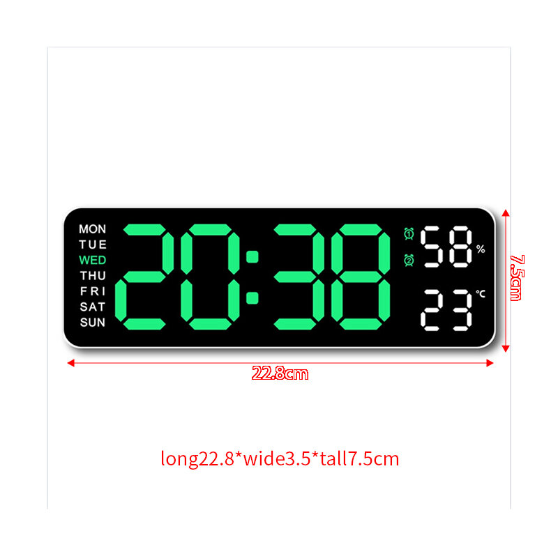 Large Digital Wall Clock Temperature and Humidity Week Display ...