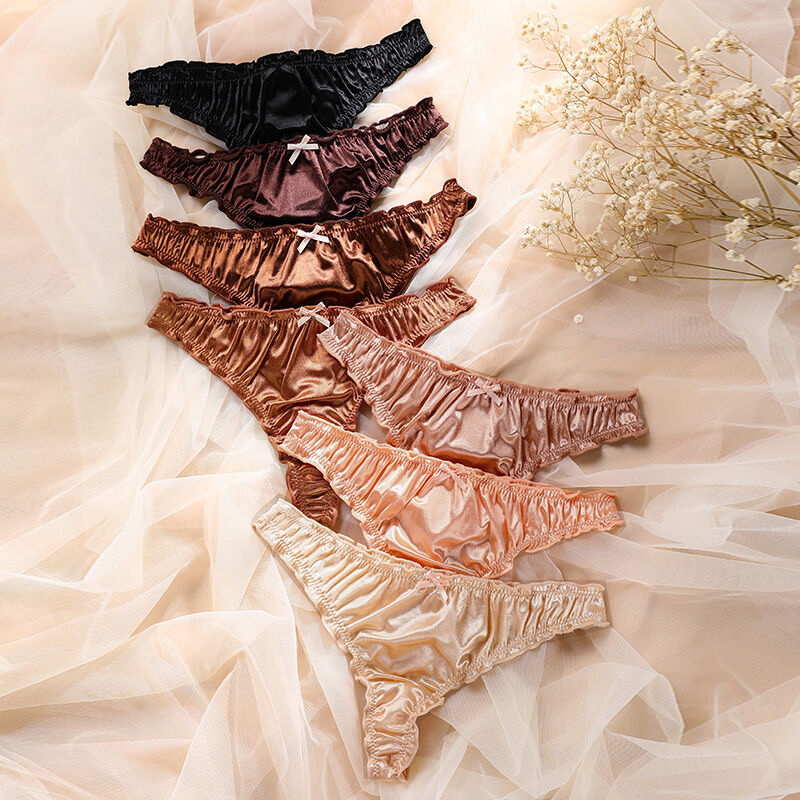 1Pcs/7Pcs Hot Sale Ladies Frill Trim Satin Ice Silk Seamless No Show ...