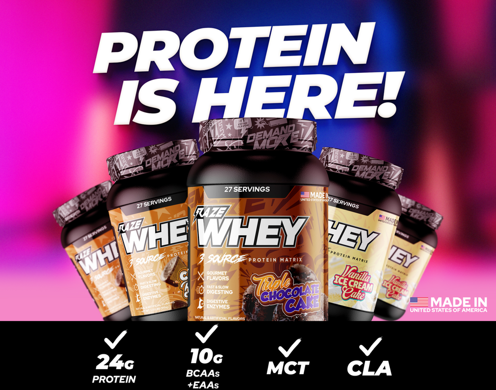 Raze WHEY Protein with digeative enzymes, MCT, and CLA. 65 servings ...