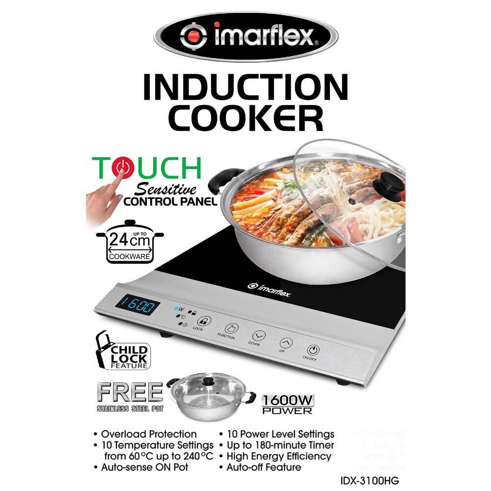Imarflex Induction Cooker IDX-3100HG with Free Pot 1800W | Lazada PH