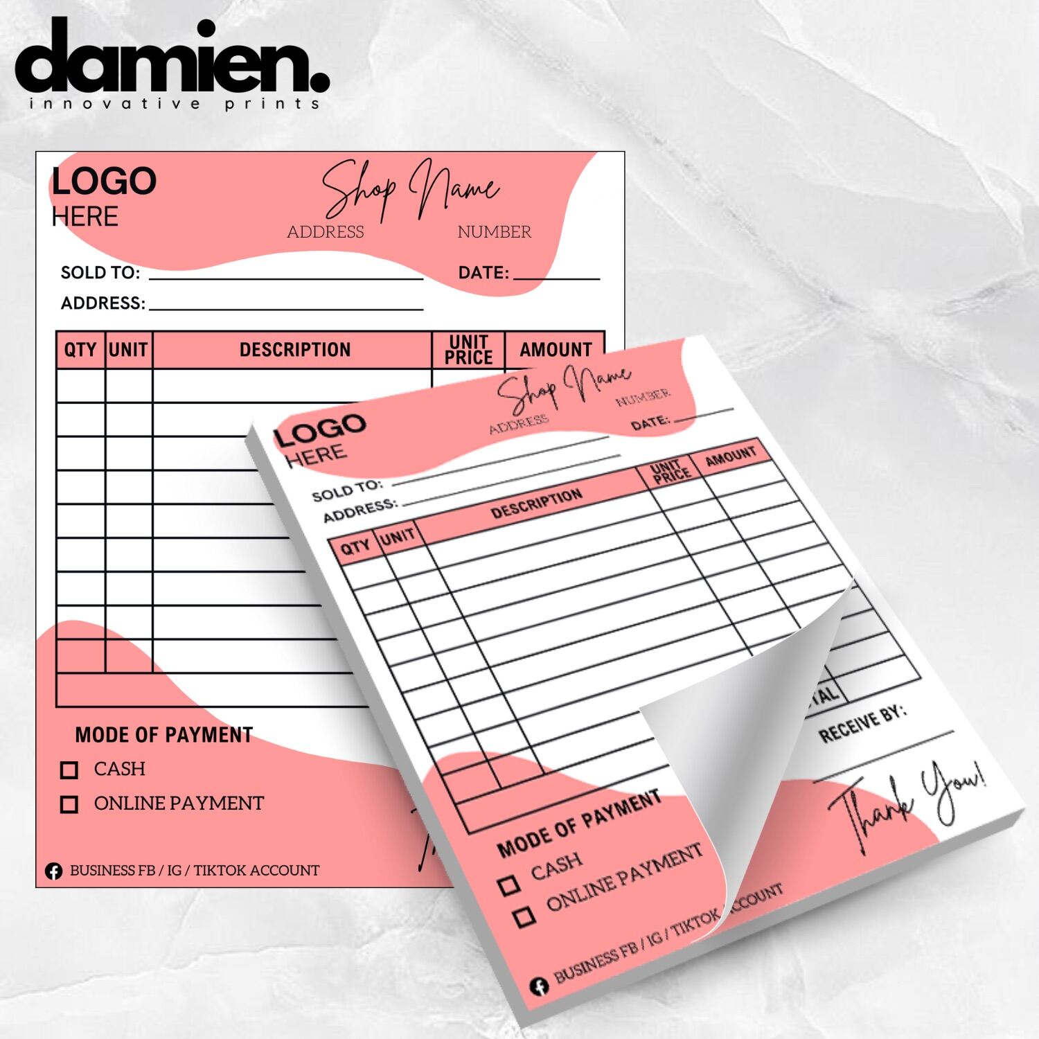 PERSONALIZED RECEIPT / SALES INVOICE FOR YOUR BUSINESS | Lazada PH