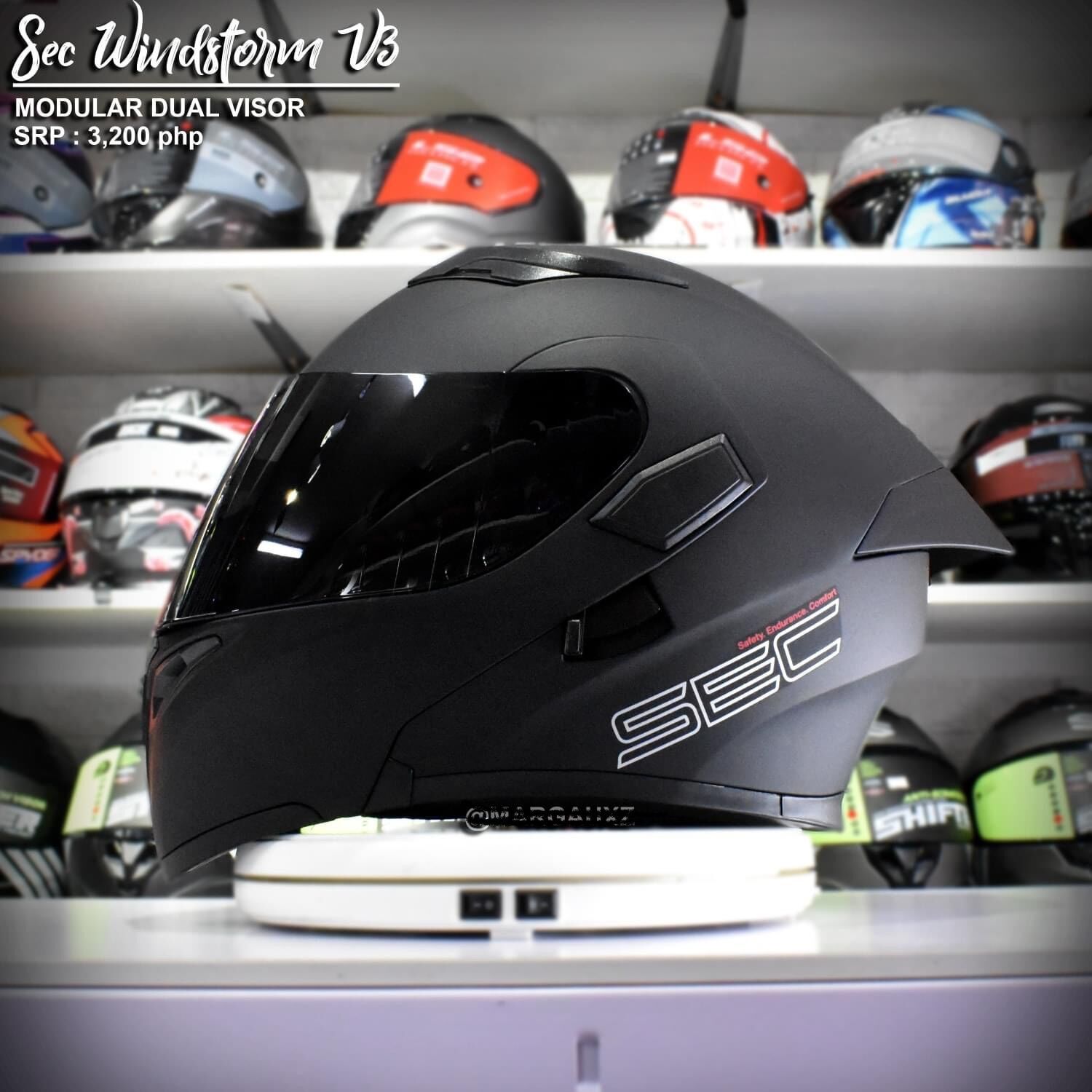 Sec Windstorm V3 w/ Spoiler - Modular Helmet - Free Extra Les | Lazada PH