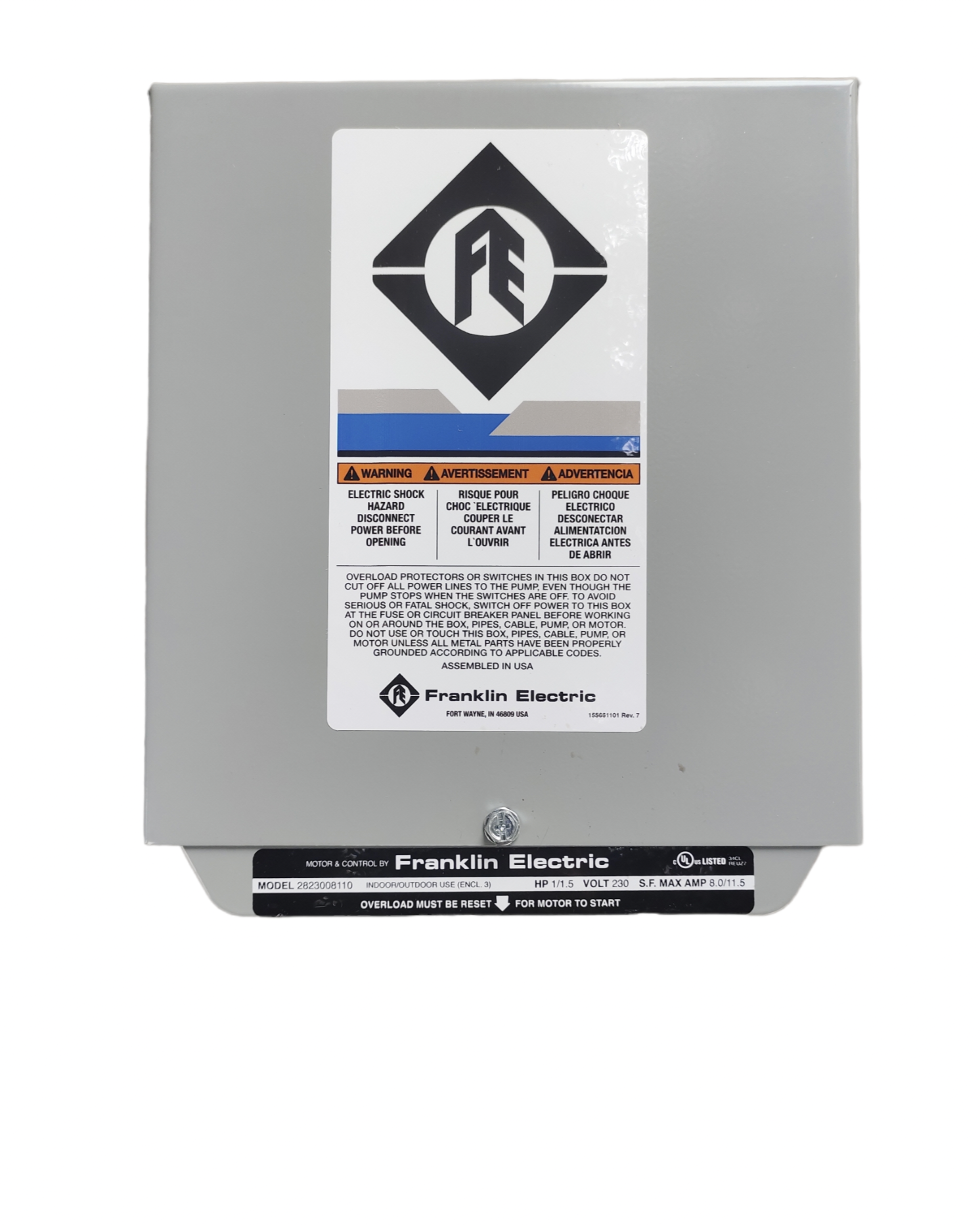 FRANKLIN ELECTRIC CONTROL BOX 2HP / 1.5KW / 230V / 60Hz for Submersible ...