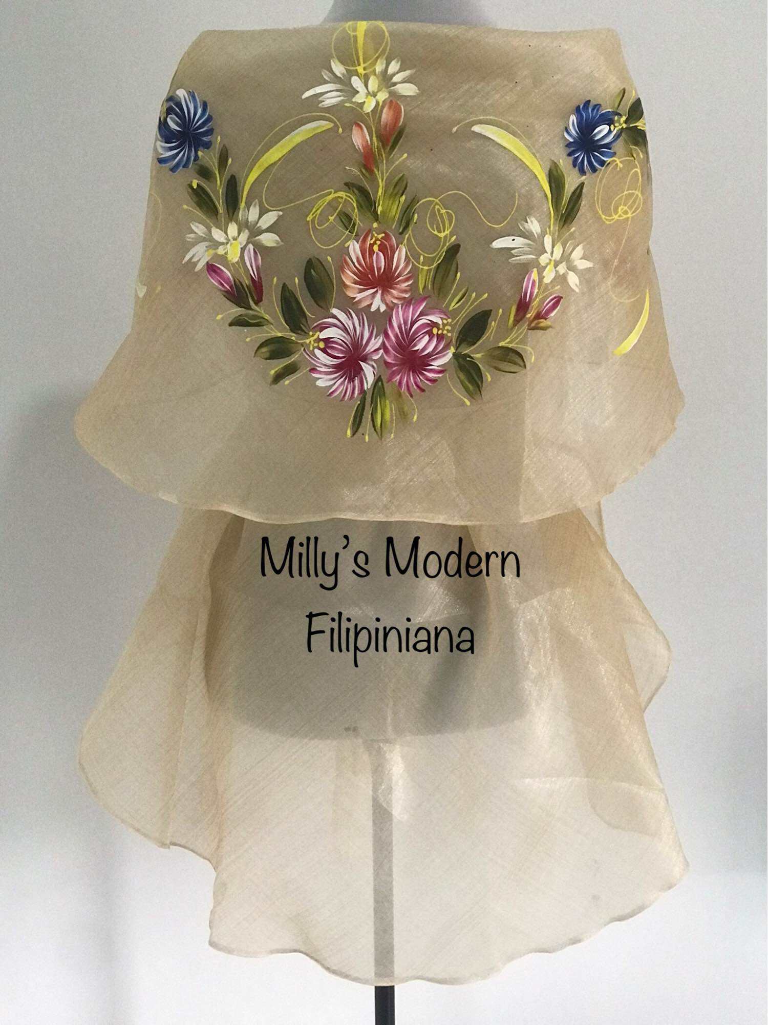 Millys modern filipiniana wrap around alampay panuelo pinya pinya hand ...