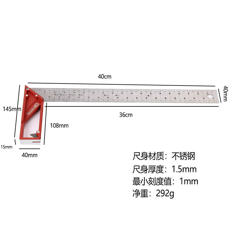 Kapro Stainless Steel L-Square Hole Ruler 45 Degrees 90 Degrees ...