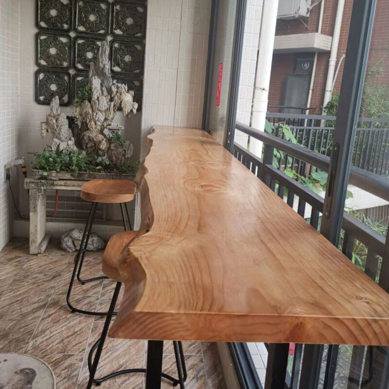 Log Solid Wood High Table Home Balcony Small Bar Counter Commercial ...