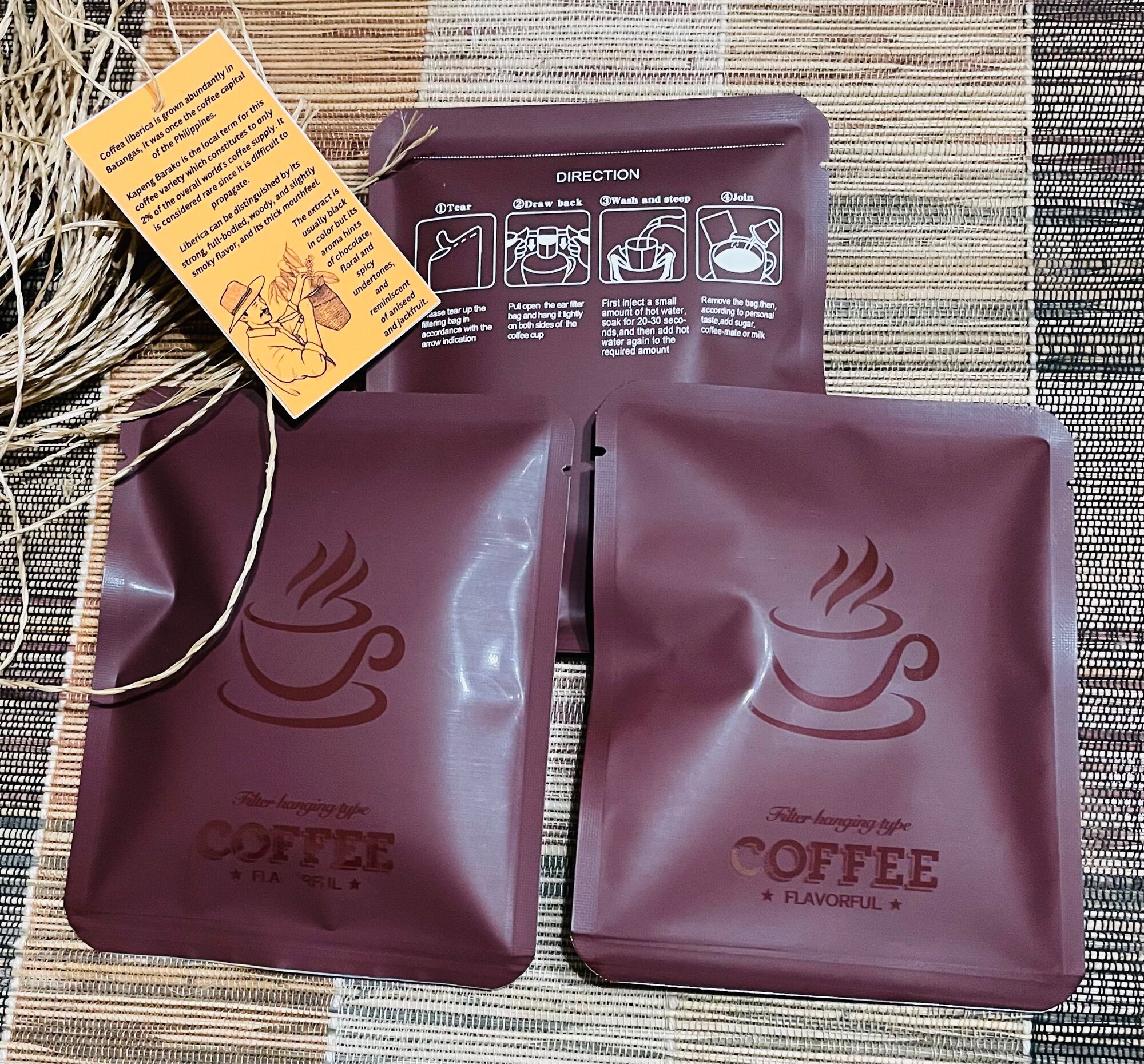Single Drip Pack Premium Dark or Light Roast Liberica Coffee - Kapeng ...