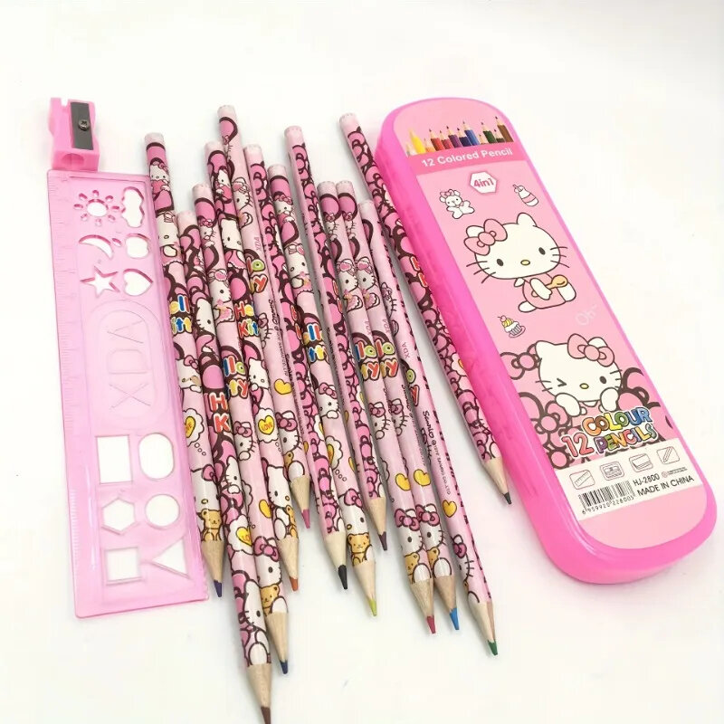 Sanrio Hello Kitty Colored Pencils Anime Cartoon Kuromi Cinnamoroll ...