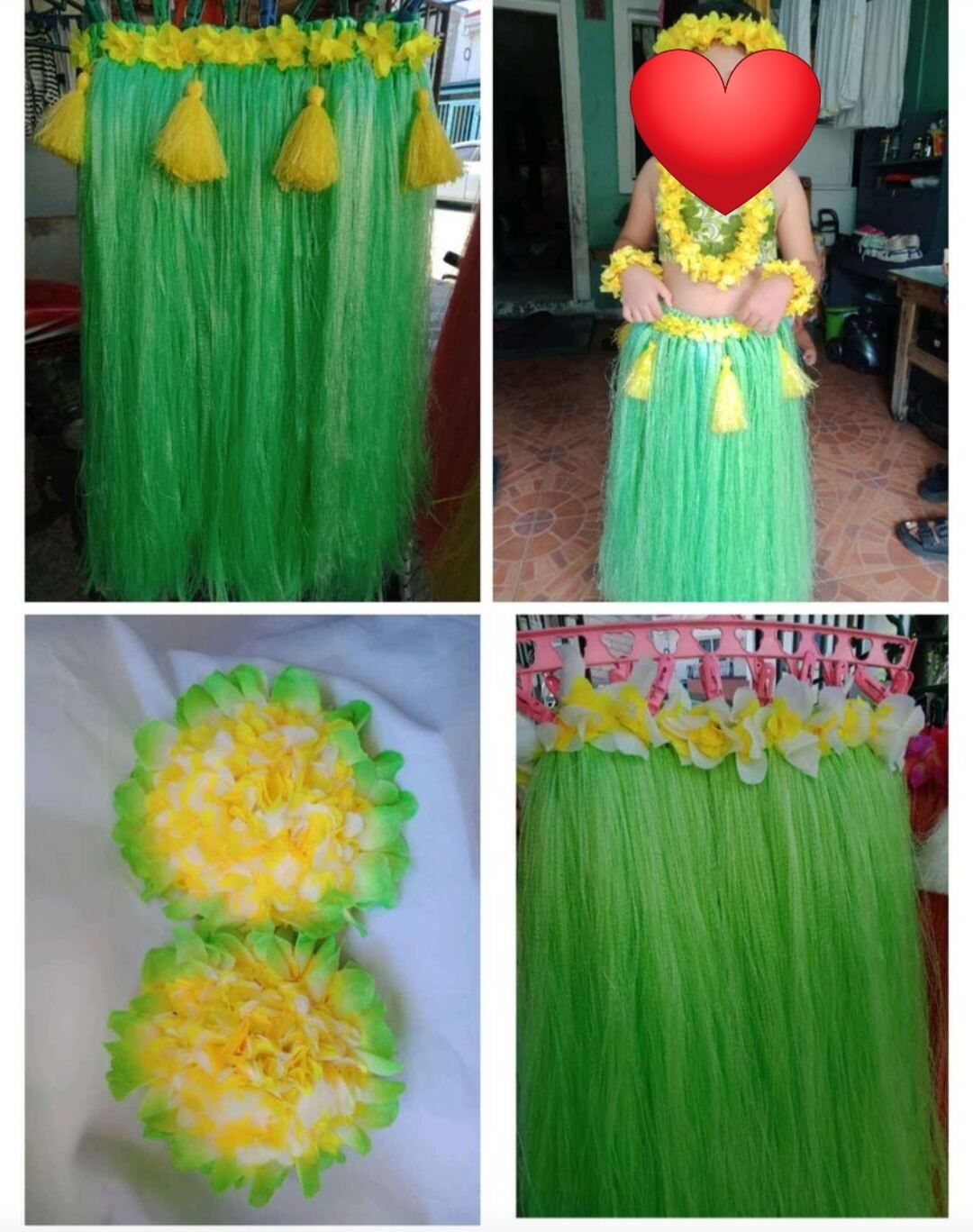 Hawaiian Dress Kids Girls Sako Lanyard No bra Outfit grass skirt attire ...