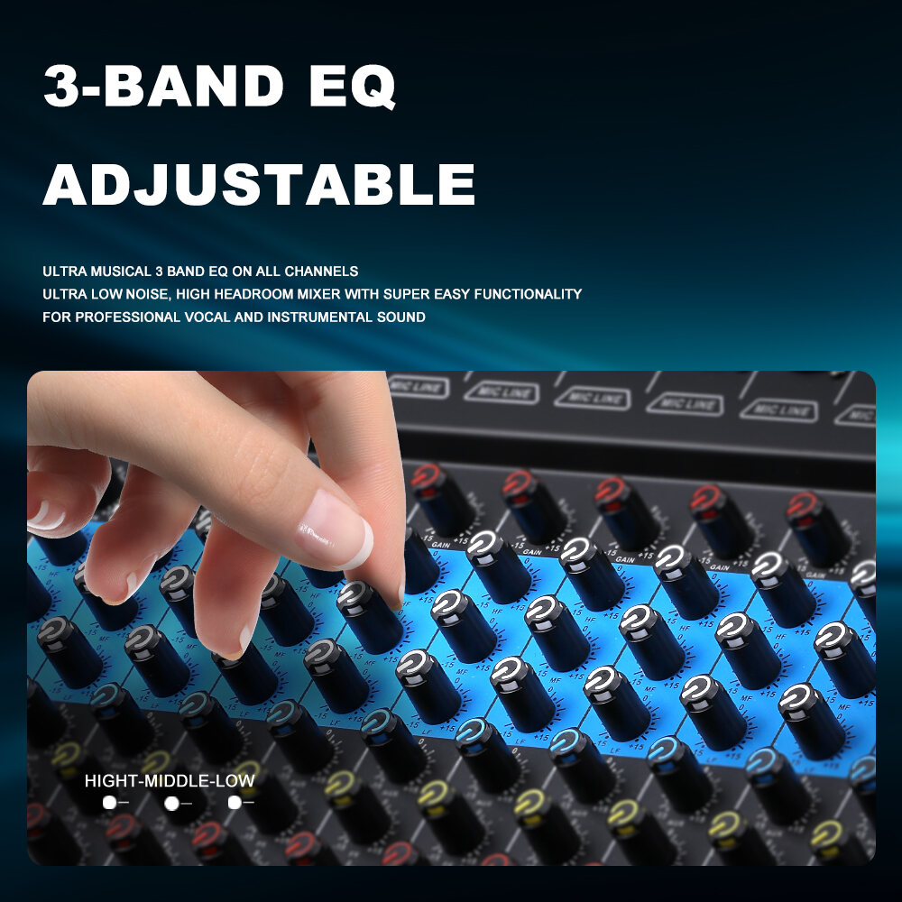 BOMGE Professional dj Mixer Sound Board Console 12 Channel Desk System USB-B Recording 99 DSP ...