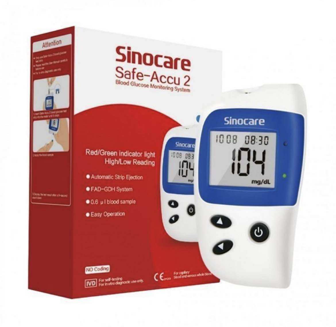 Sinocare Safe Accu2 Blood Glucose Monitoring System Only | Lazada PH