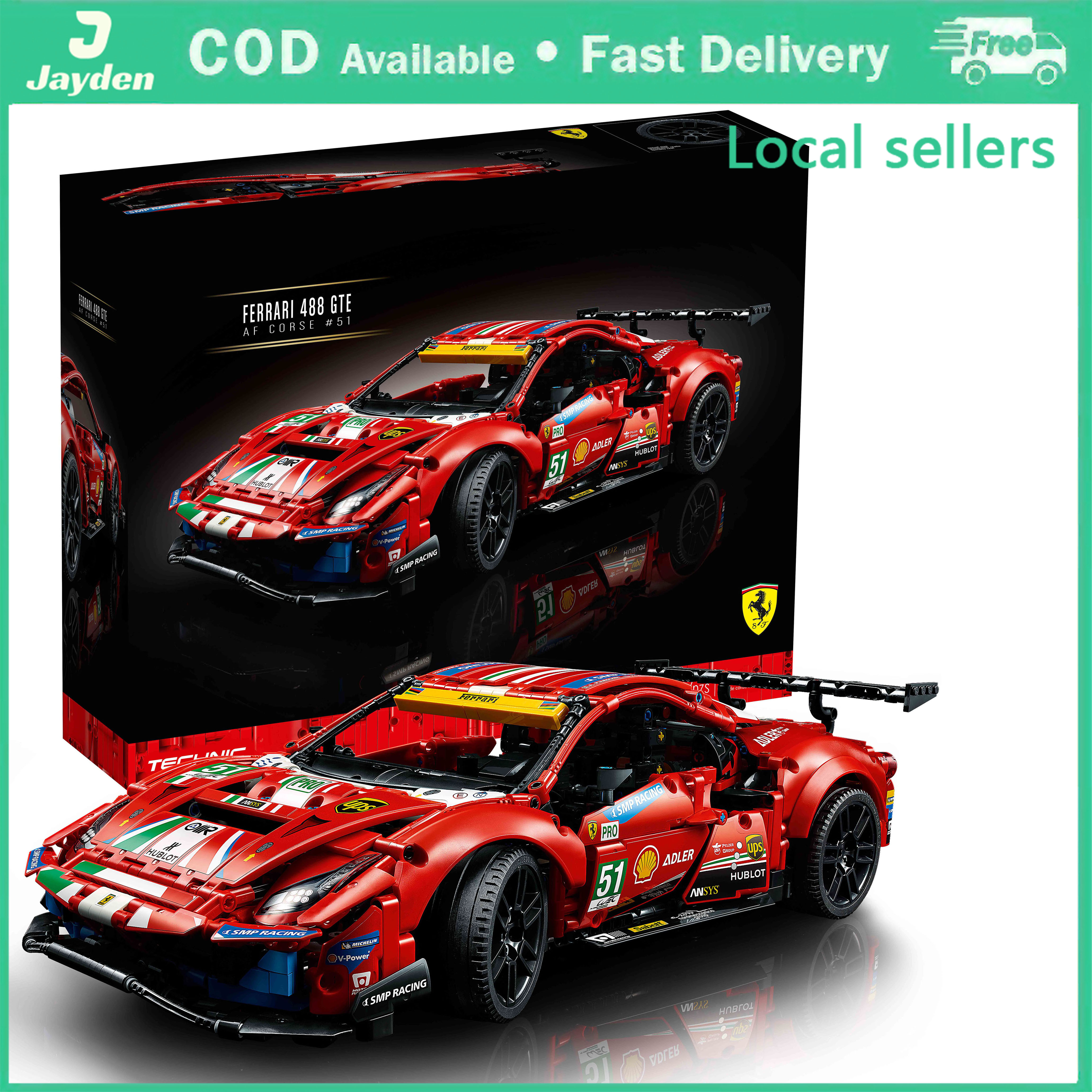 lego compatible technic ferrari 488 gte building blocks cars toys for ...
