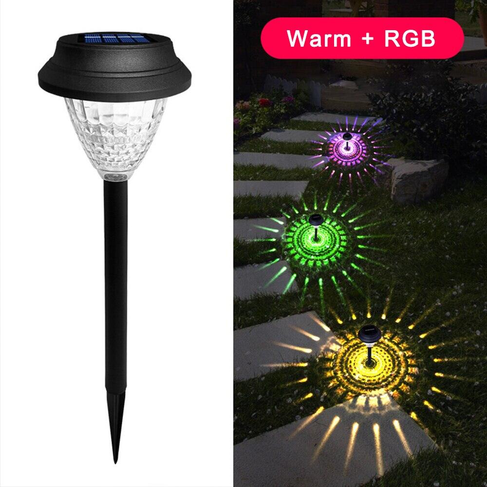 Solar Led Lawn Lamp Outdoor Waterproof RGB Warm Double Light Source ...