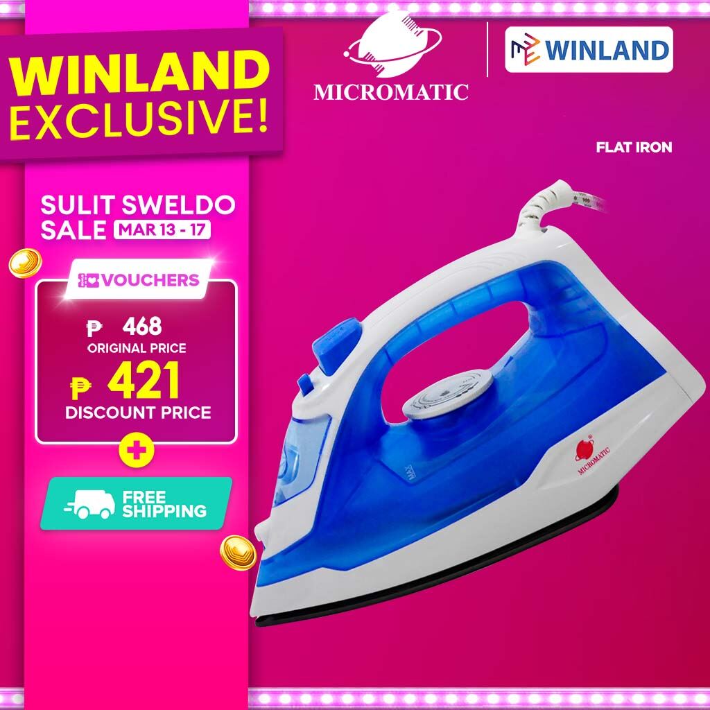 Micromatic by Winland Non-Stick Soleplate Flat Dry & Steam Iron MAI ...