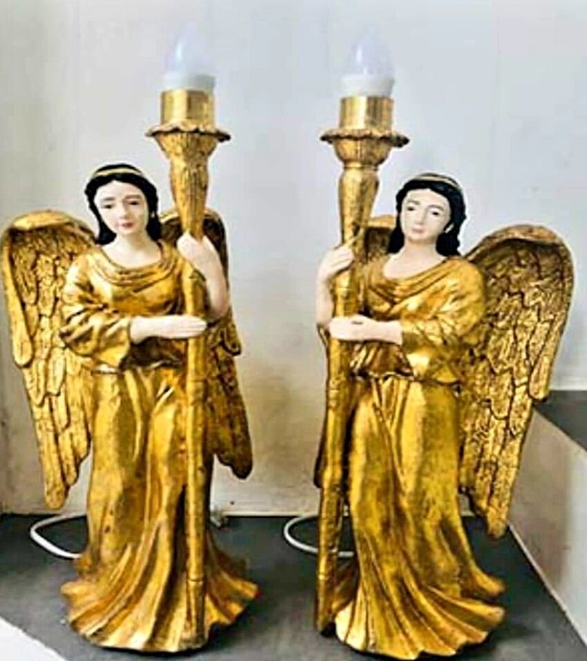 Royalty Pair of Angel Statue Single Lamp Post Angel Electric ...
