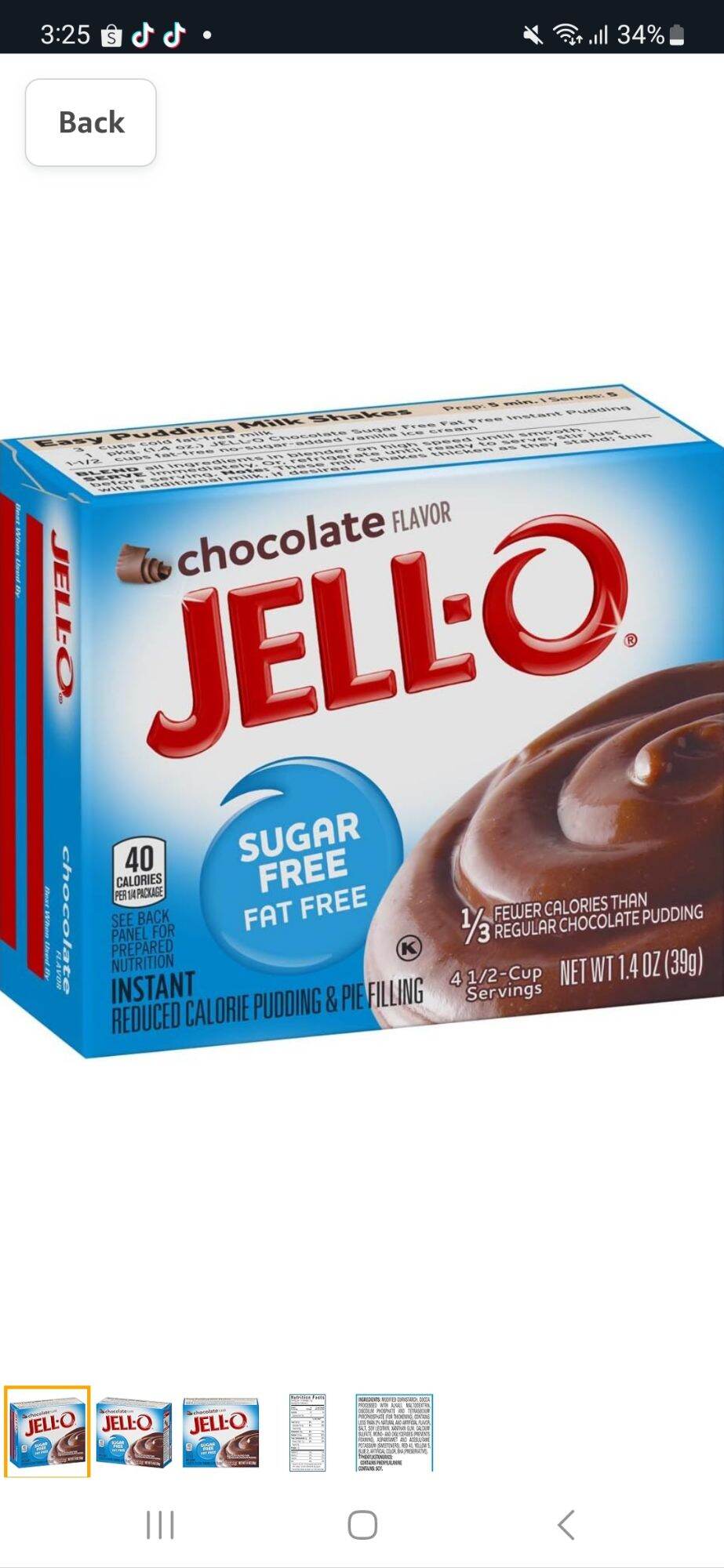 Sugar Free Jell-O Jello Instant Pudding & Pie Filling Mix (22-42g ...