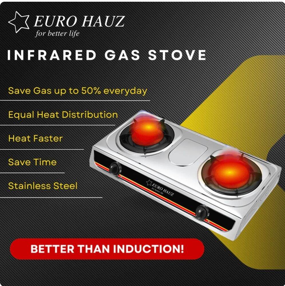 EuroHauz™ Infrared Double Burner Gas Stove with Freebies | Lazada PH