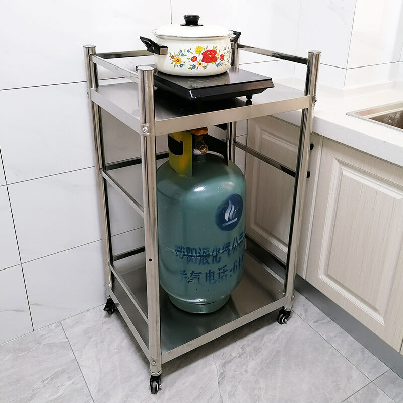 Stainless Steel Storage Rack with Wheels Fence Stove Gas Tank Gas Stove ...