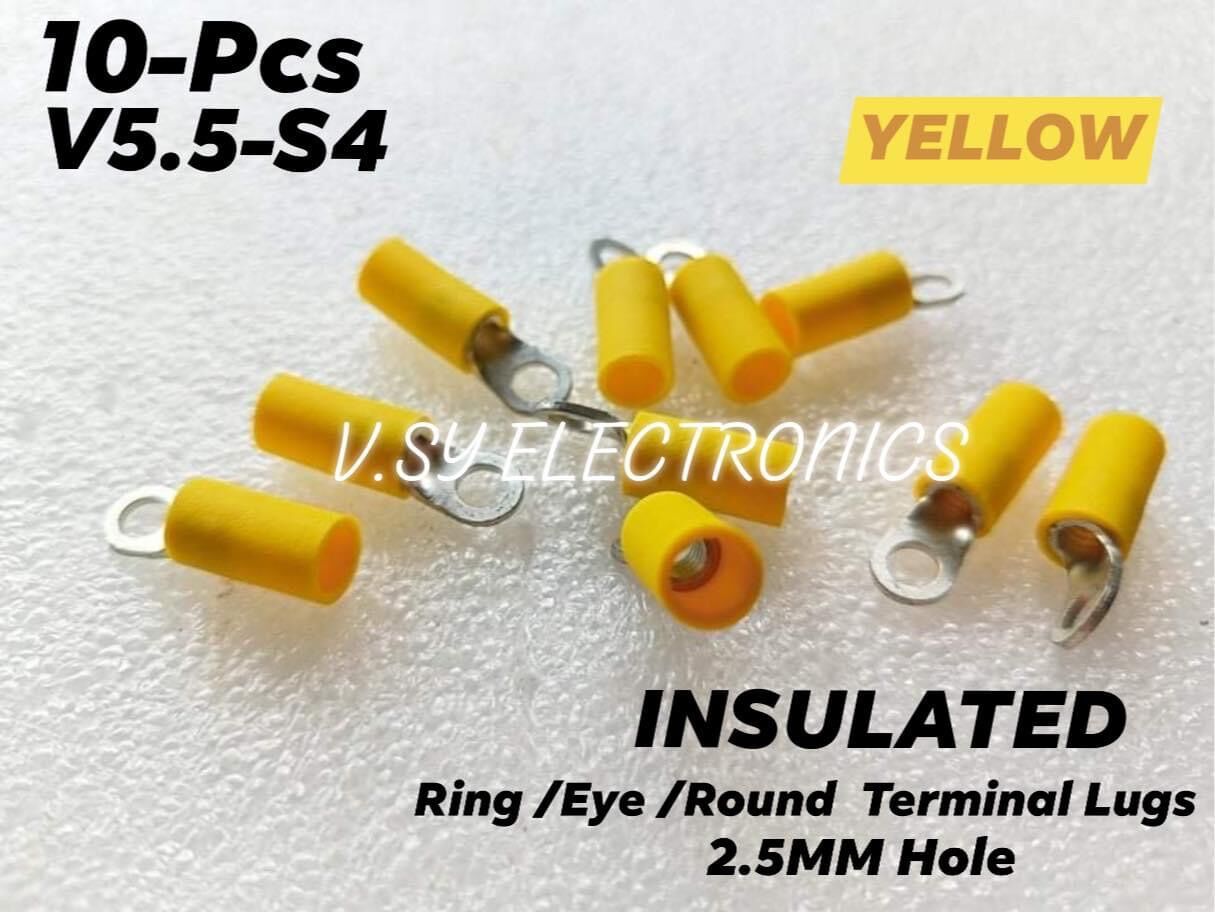 10 pcs- HIGH QUALITY Insulated crimp type ring / eye / round terminal ...