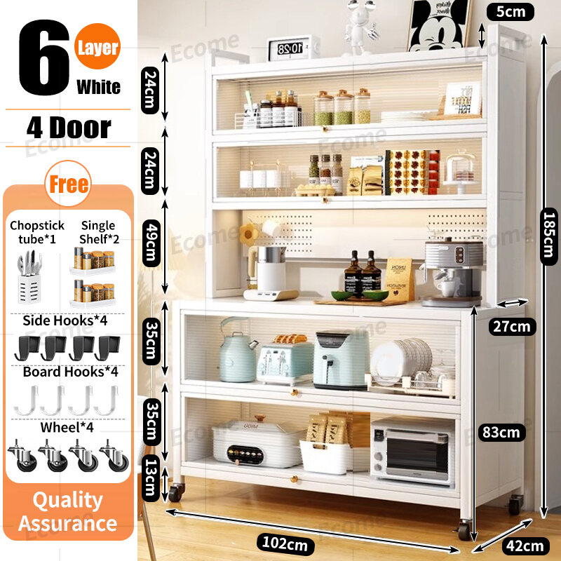 60/80/100CM Kitchen Rack Storage Cabinets with Doors Heavy Duty ...