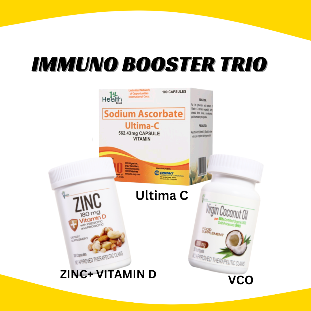 IMMUNO BOOSTER TRIO - VCO, ULTIMA C and ZINC plus VITAMIN D