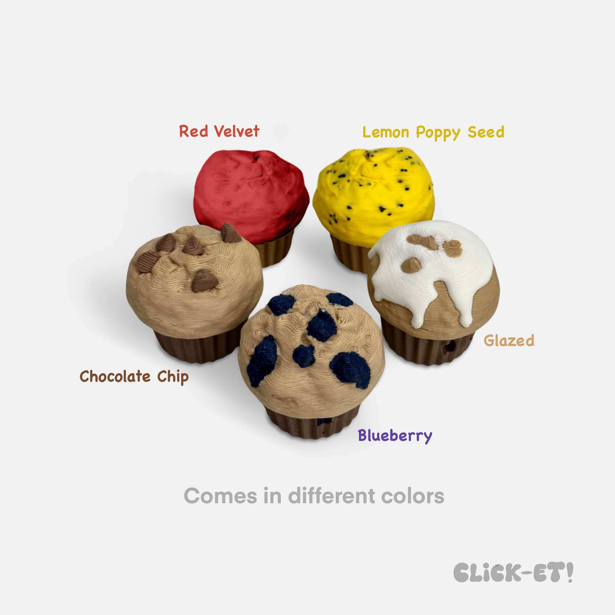 CLICK-ET! Muffin Clicker Keychain by Slycelab 3D Printed Cute Fidget ...