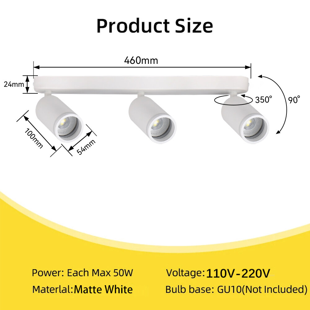 Ceiling Light LED GU10 Three Way Adjusted Angle 85V-265V Ceiling ...