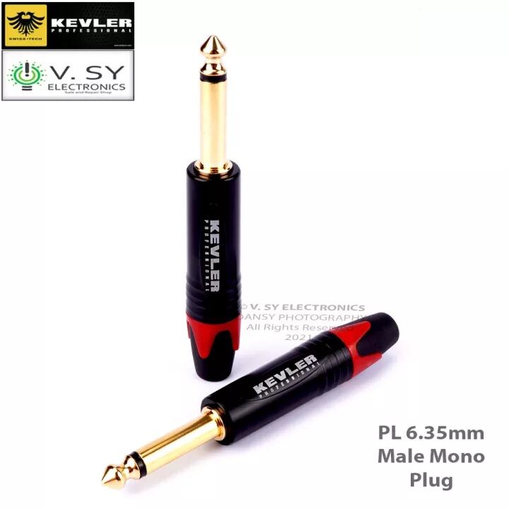 2pcs. Kevler Premium Male PL 6.35mm Mono Plug PL55 Jack Connectors PL ...