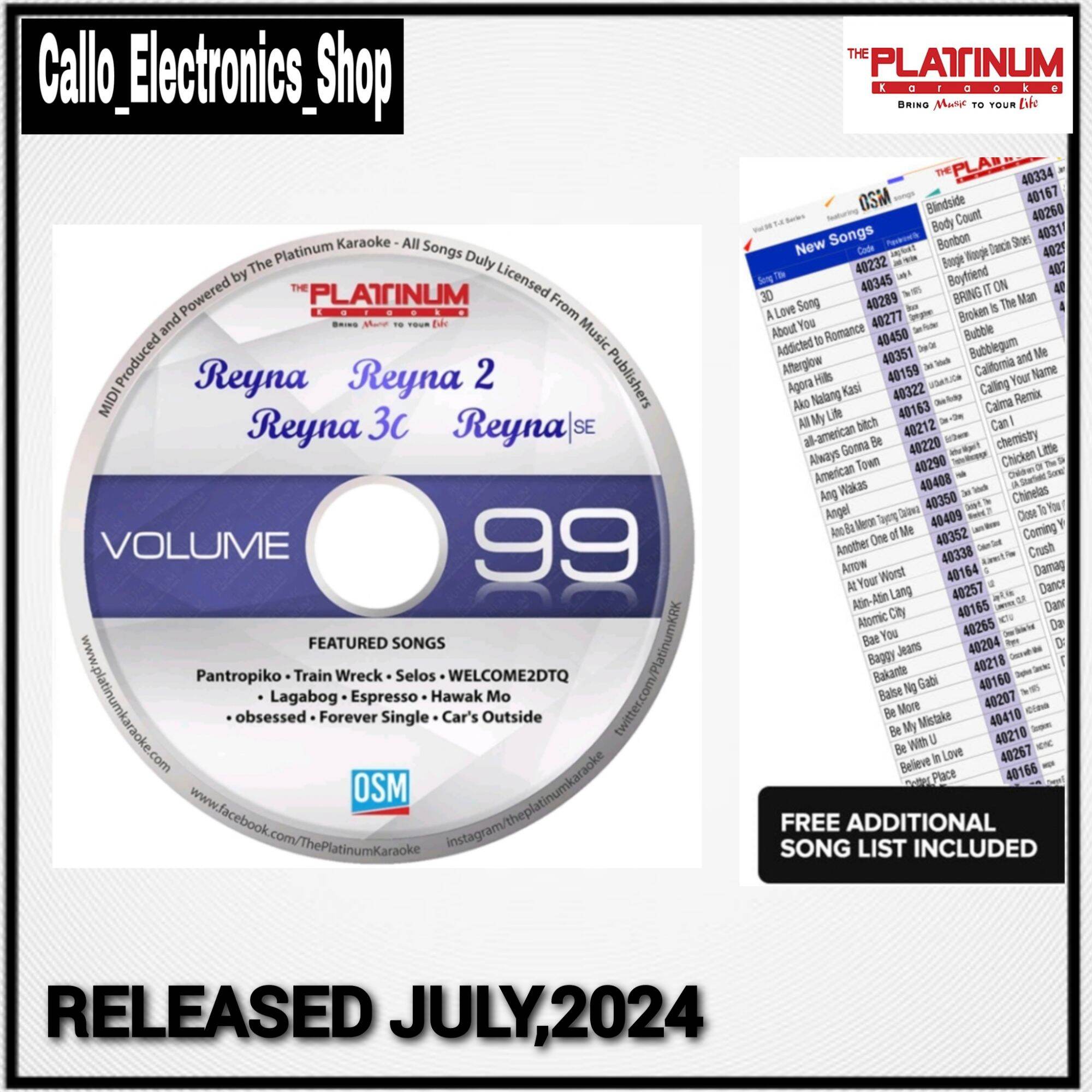 Platinum Songbook with Full Songlist and NEW Volume 99 CD for Reyna 1&2/Reyna 3cReyna SE ...