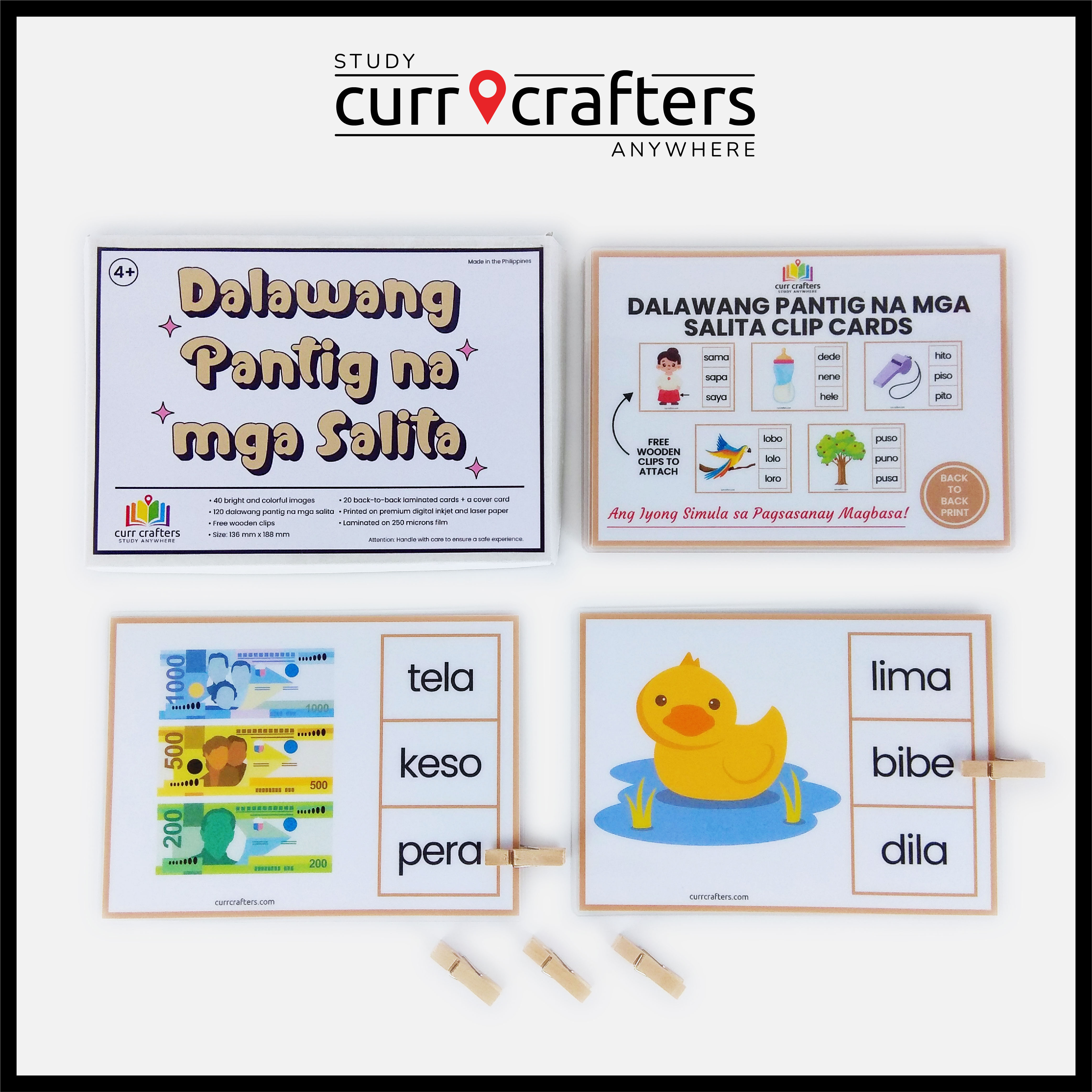 DALAWANG PANTIG NA MGA SALITA CLIP CARDS | Filipino, Laminated, Visual Aid, Assessment Tool ...
