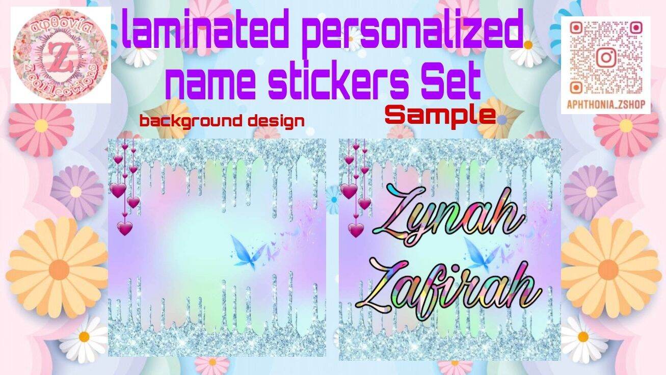 7pcs. PERSONALIZED LAMINATED NAME STICKERS SET(1.5 x 1.5 inches ...