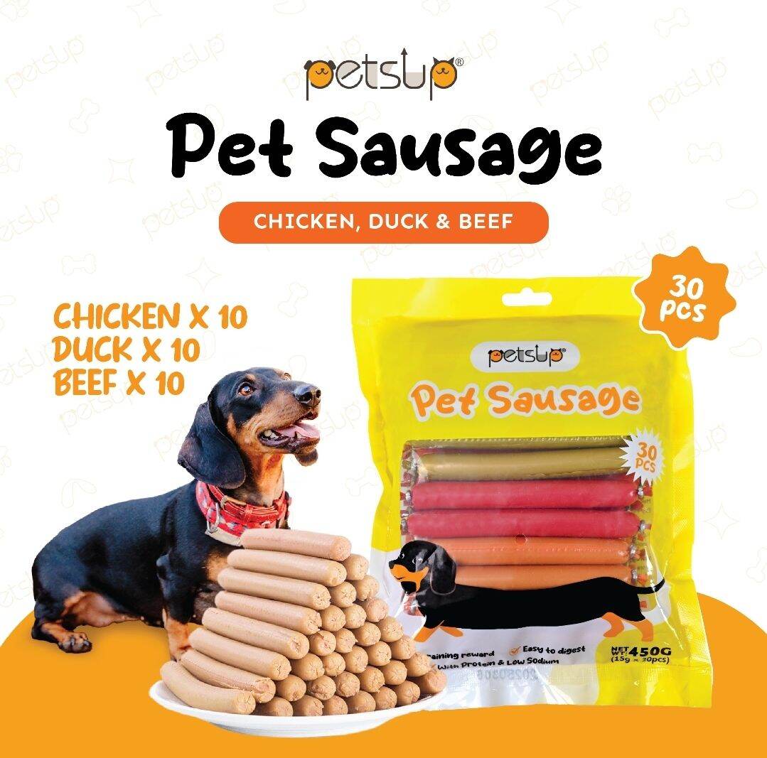 Petsup 30pcs Dog Sausage Mixed Flavors Pet Food Dog Treats Beef Chicken Duck Dog Food Training ...