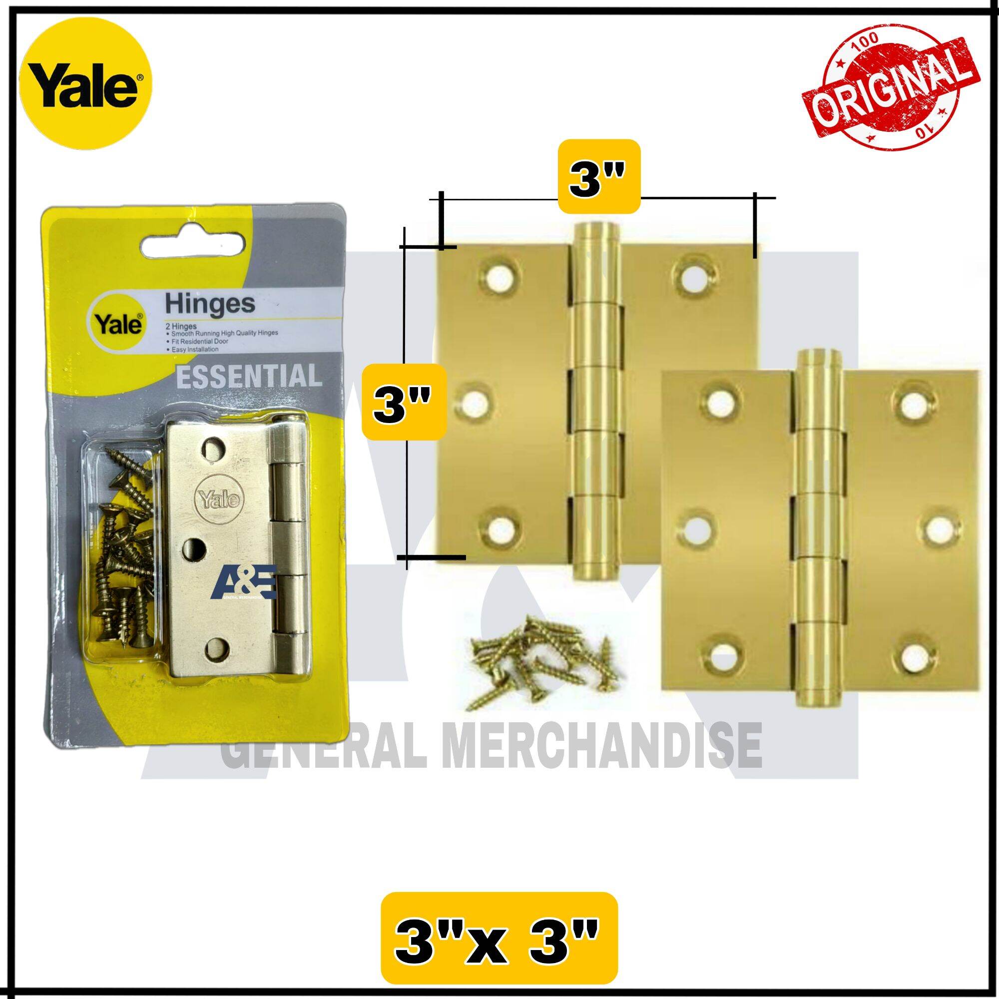 Yale "Essential" Series Loose Pin Hinges #YEH-PB US4 (Satin Brass ...