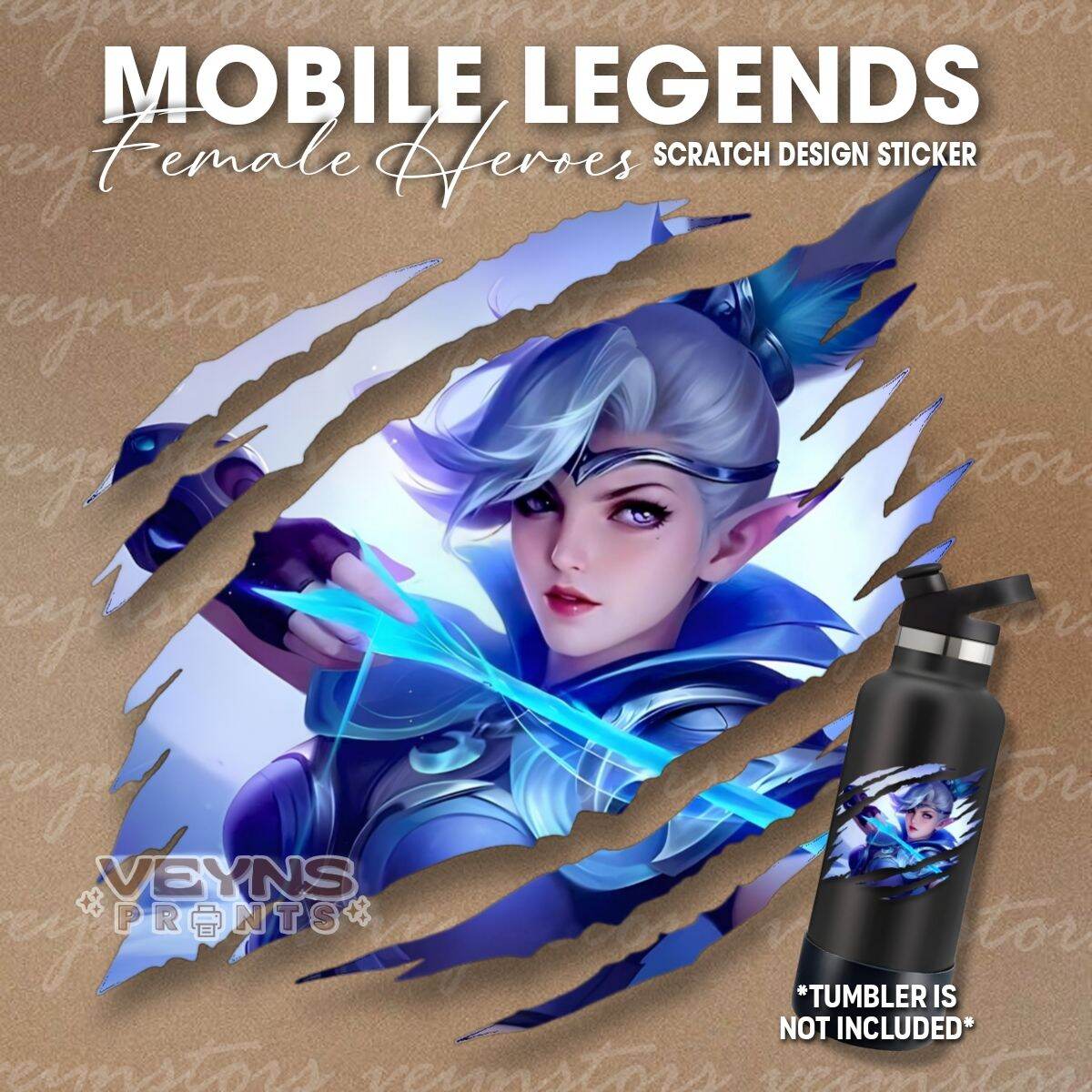 MOBILE LEGENDS FEMALE HEROES ML LOGO SCRATCH DESIGN WATERPROOF STICKER ...