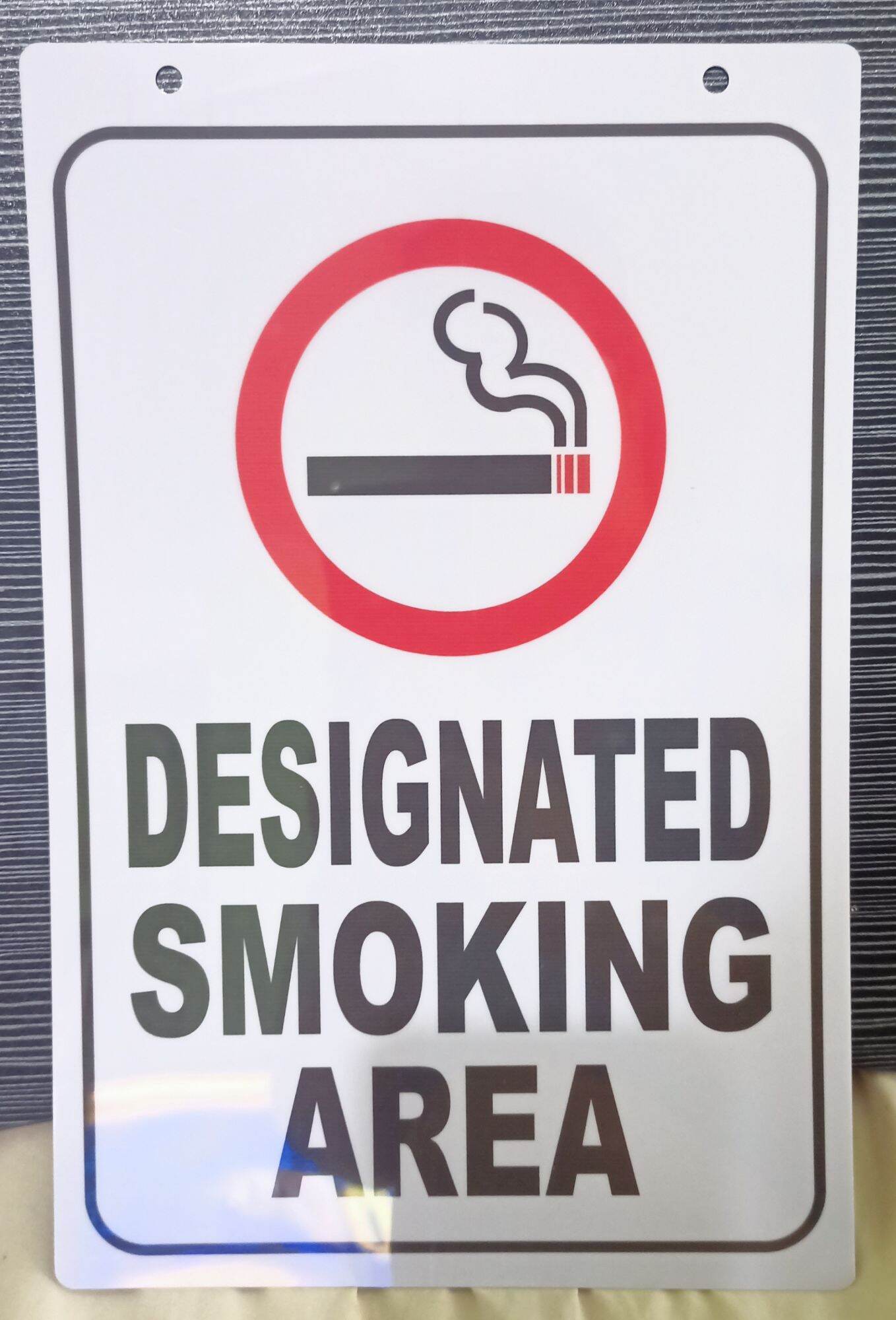 Designated Smoking Area SIGNAGE Material: PVC Plastic (like ATM and ID ...