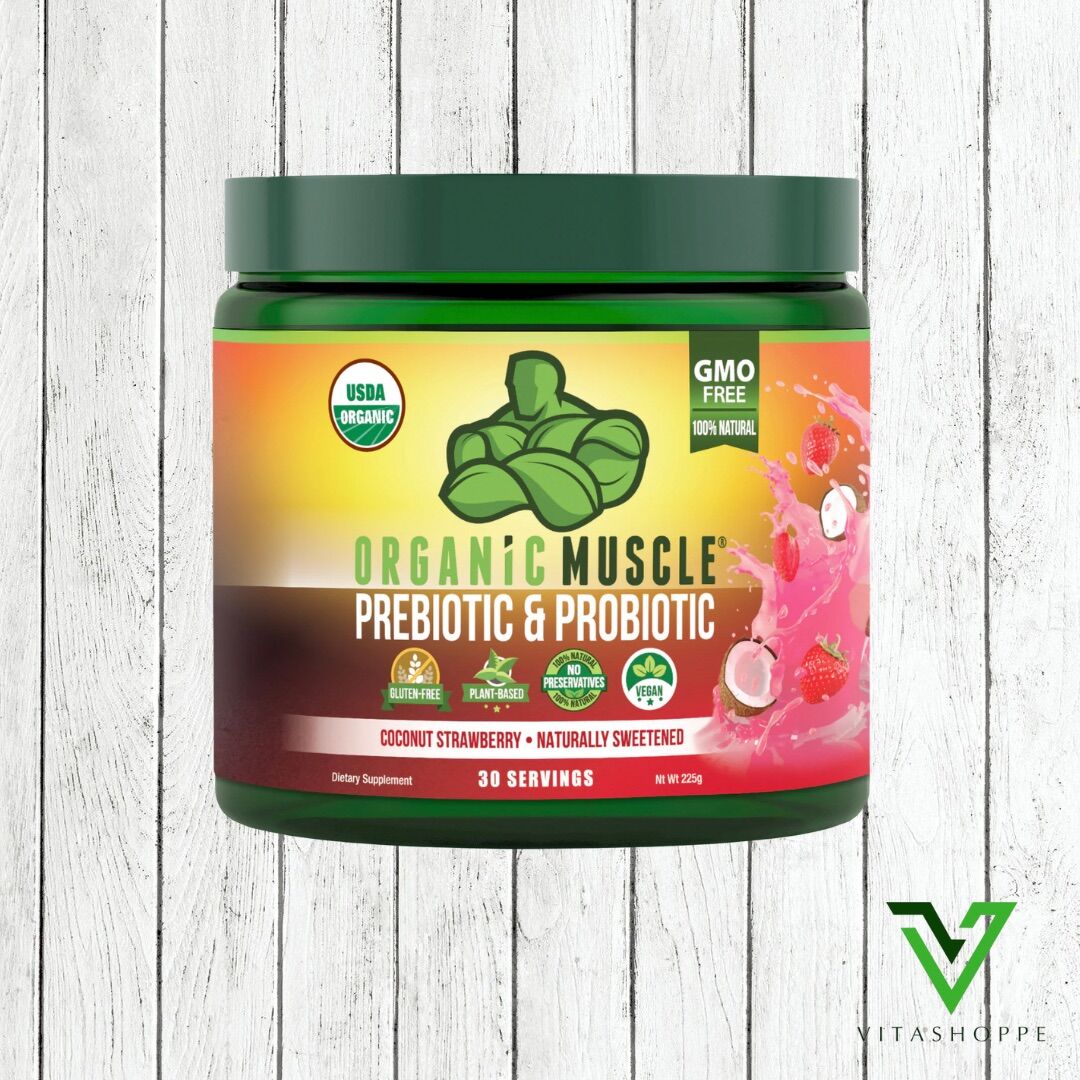 Organic Muscle Prebiotic and Probiotic Blend Coconut Strawberry 225g 30 ...