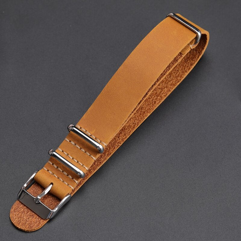Handmade Ultra-Thin NATO Noat Leather Strap 18 20 22mm Fit DW Seiko ...