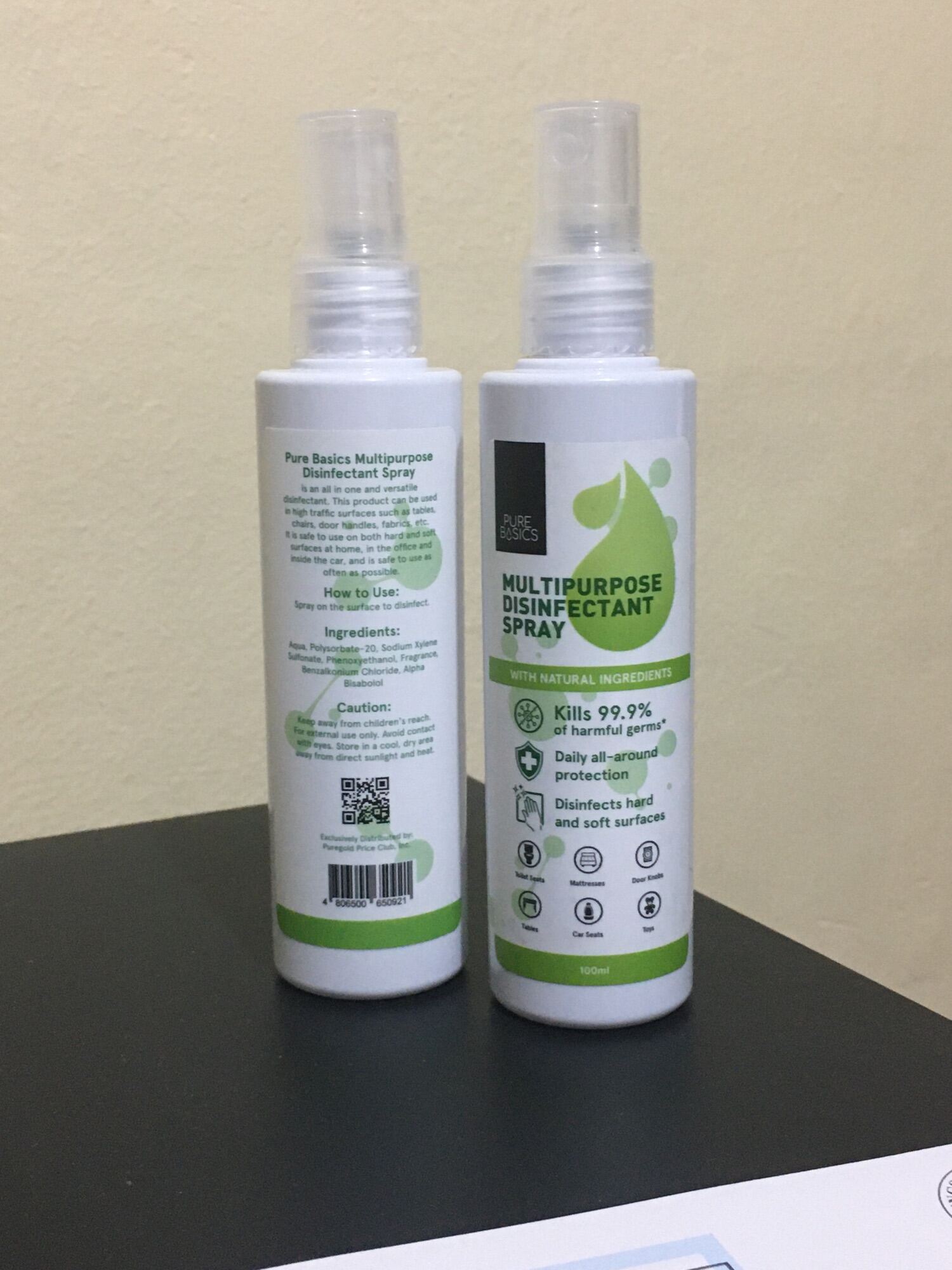 Pure Basics Disinfectant Spray - 100 ml! ( with natural ingredients ...