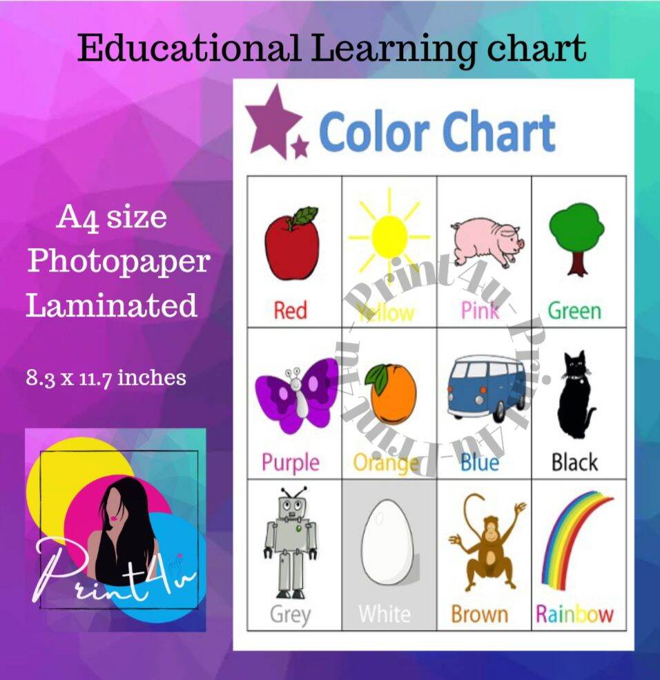 Color chart Learning chart Laminated educational materials | Lazada PH