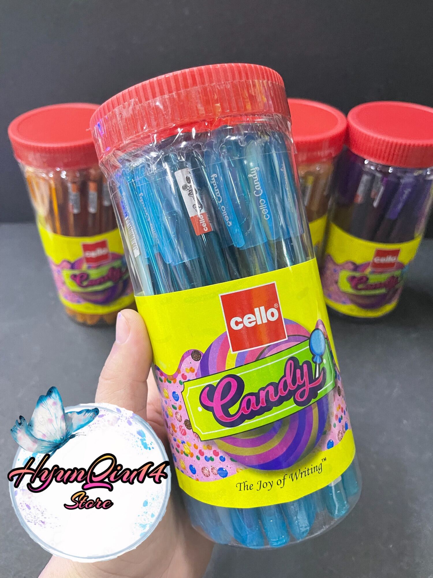 Cello Candy pen* colorful yellow/orange/pink/brown/blue/violet ...