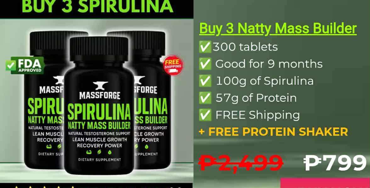 SPIRULINA NATTY MASS BUILDER - NATURAL TESTOSTERONE SUPPORT LEAN MUSCLE ...