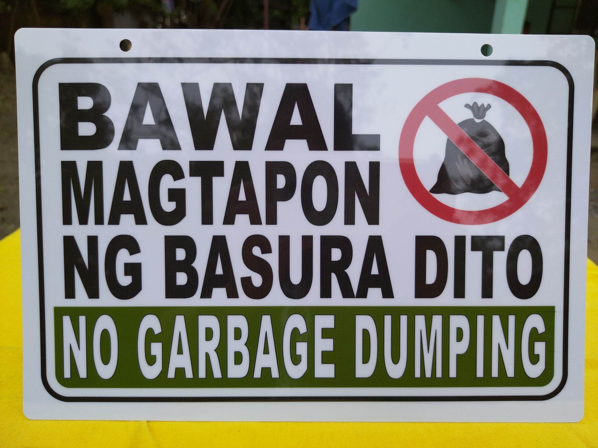 Bawal Magtapon ng Basura Dito. No Garbage Dumping Green Signage PVC ...
