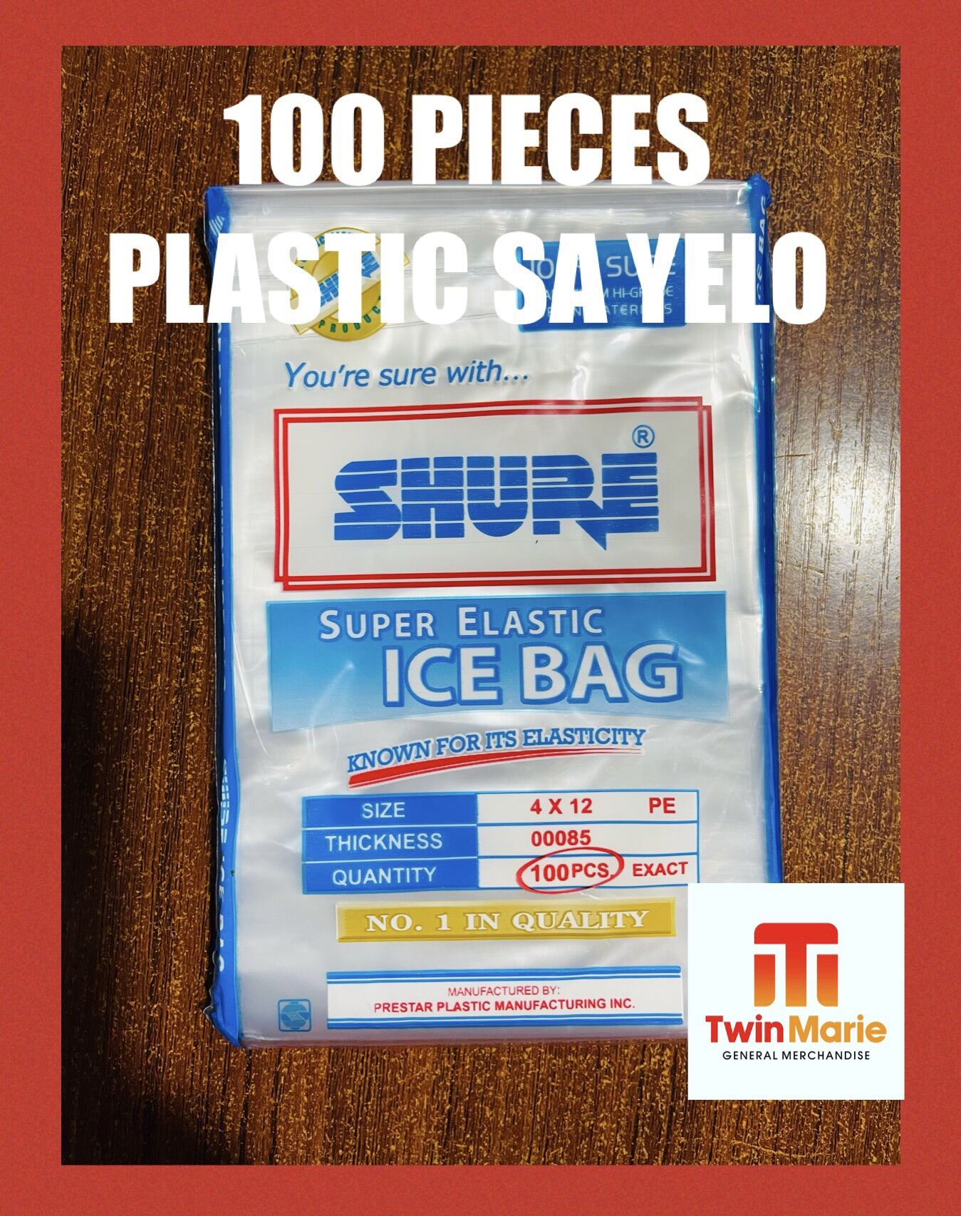 SHURE ICE BAG (plastic sa yelo) 100 pieces (ice tubig plastic) elastic ...