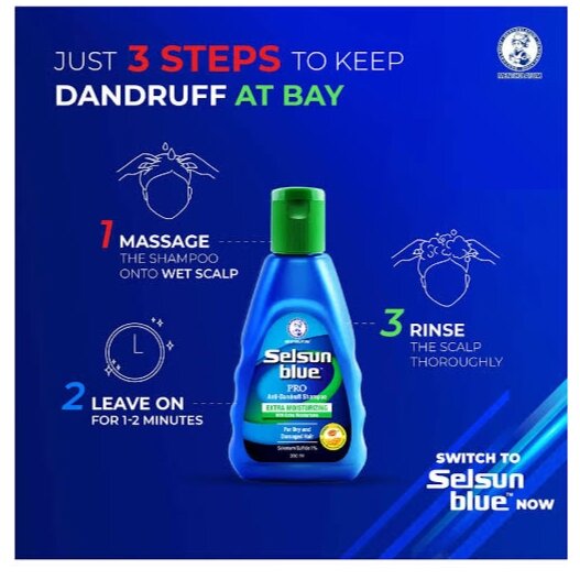 Selsun Blue Pro Anti Dandruff Shampoo (120ml) | 2 in 1 | extra strenght ...