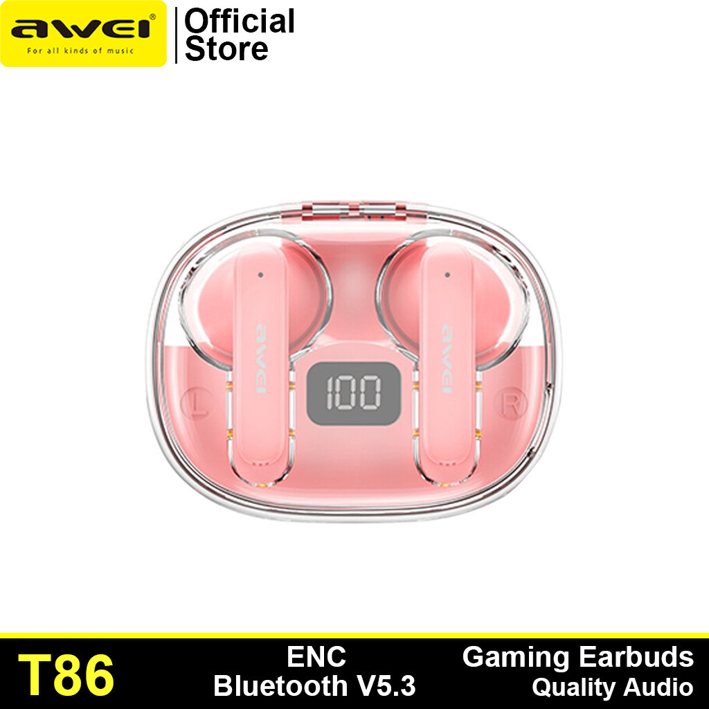 Awei T86 ENC Wireless Gaming Bluetooth 5.3 Earphone Long Battery Life ...