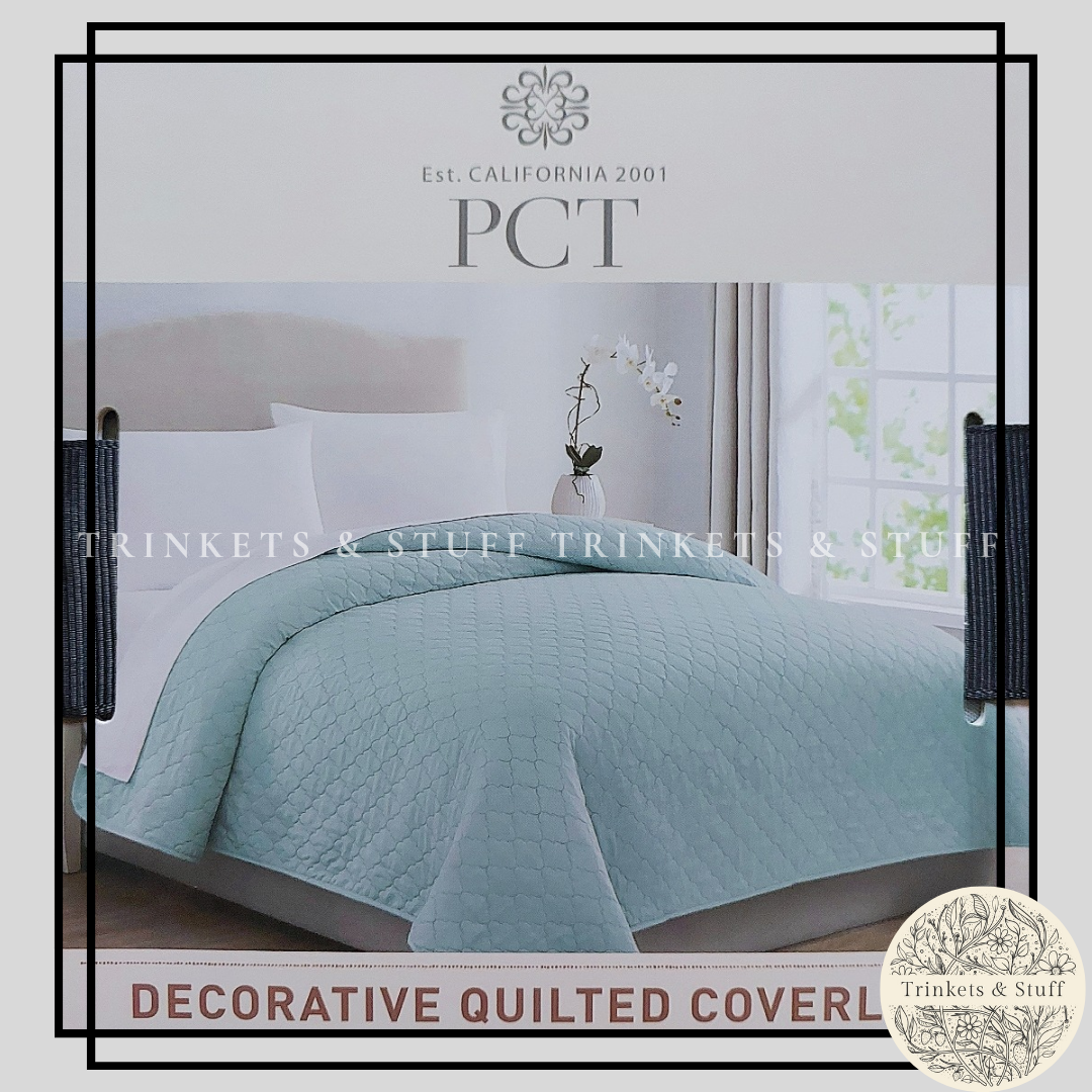 PCT 100% Polyester Decorative Quilted Coverlet- Blue - Queen | Lazada PH