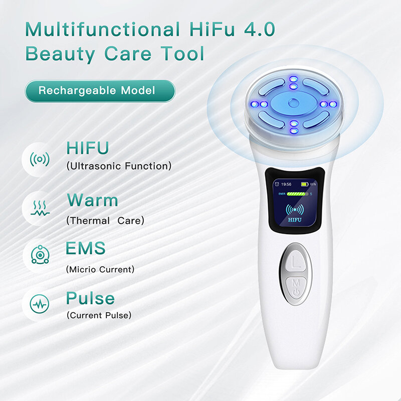 NEW MINI HiFu 4.0 Rechargeable Ultrasound LED EMS Microcurrent Pulse ...
