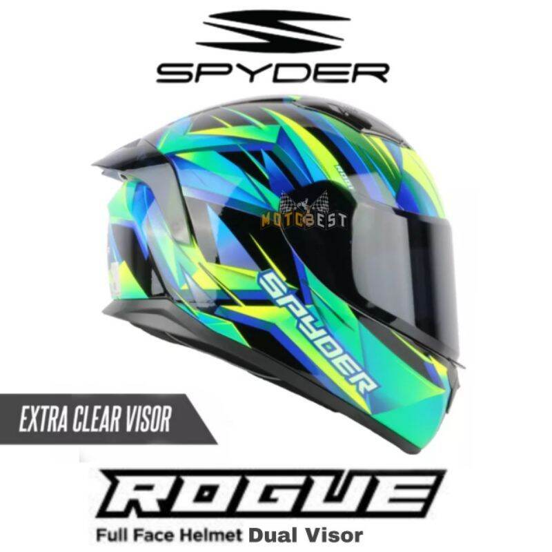 SPYDER Rogue GD S4 Fullface Dual Visor Helmet w/ Free Extra Clear Visor ...