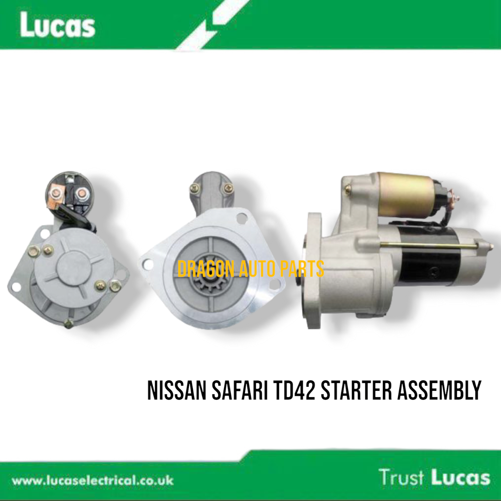 Lucas Starter Assembly for Nissan SAFARI TD42 11 Teeth 12V Open Type ...
